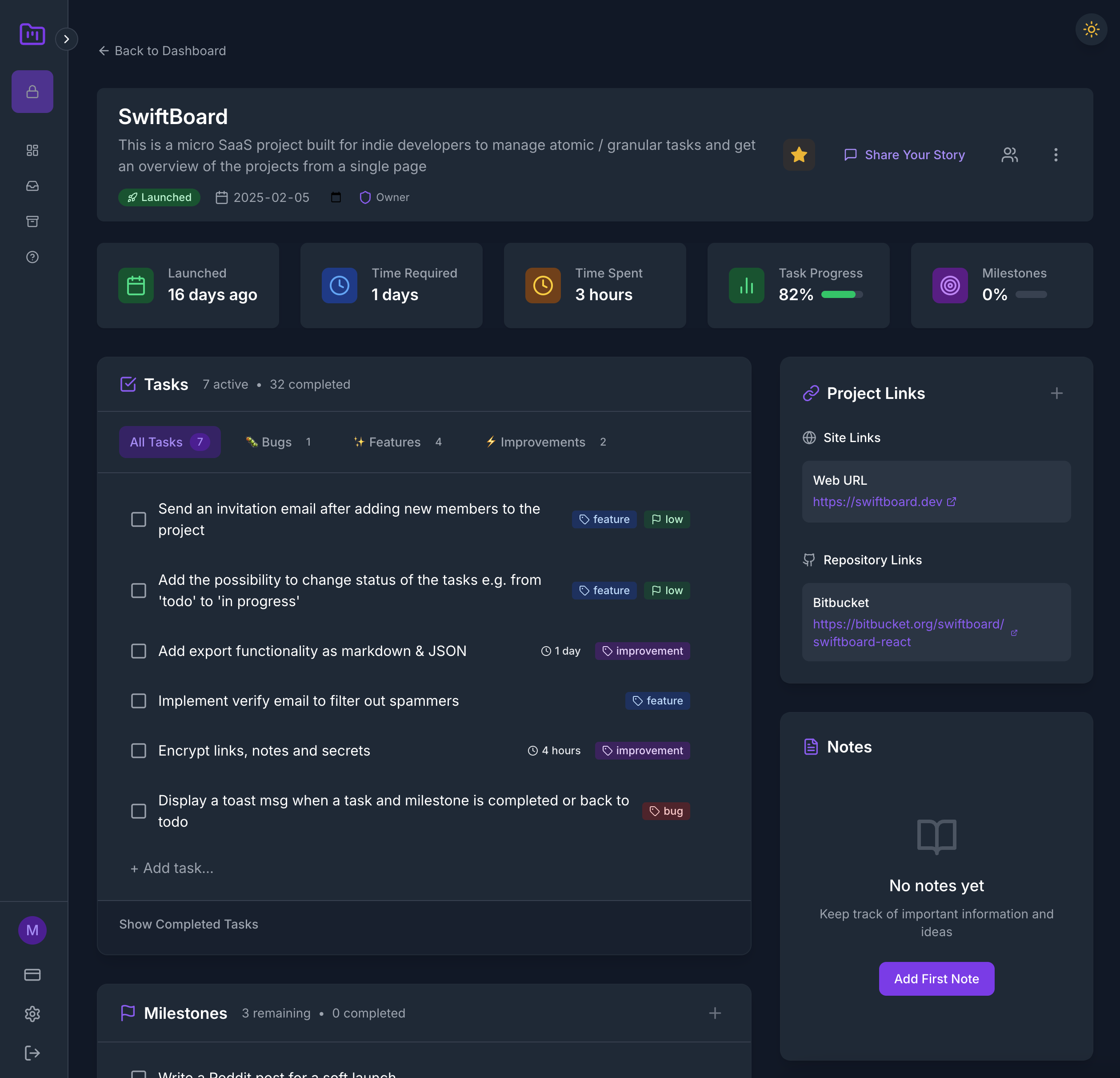 SwiftBoard.dev | Indie Project Management